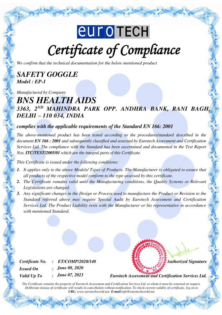 CERTIFICATIONS – BNS HEALTH AIDS